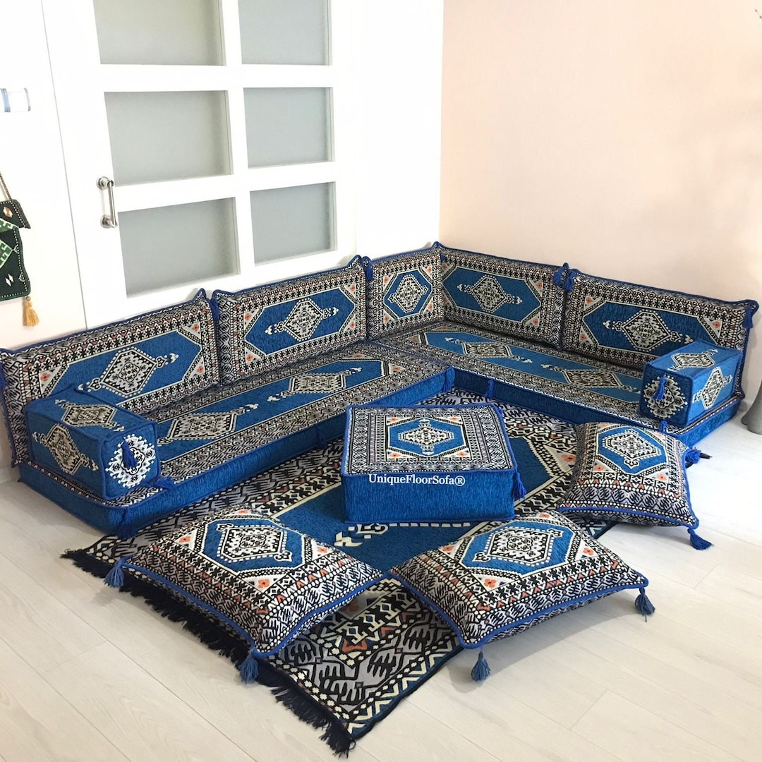 Authentic Arabic Sofa Floor Seating Cushion Set , Bohemian Living Room ...