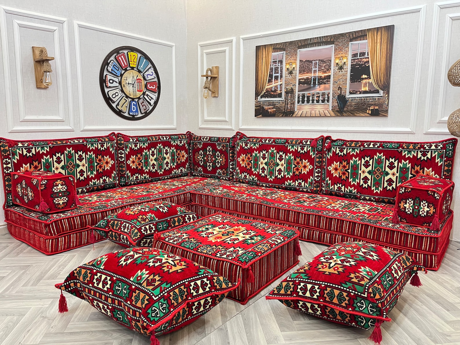 Arabic Majlis Floor Sofa Set: L-shape Modular Ottoman Couch & Rug - Etsy