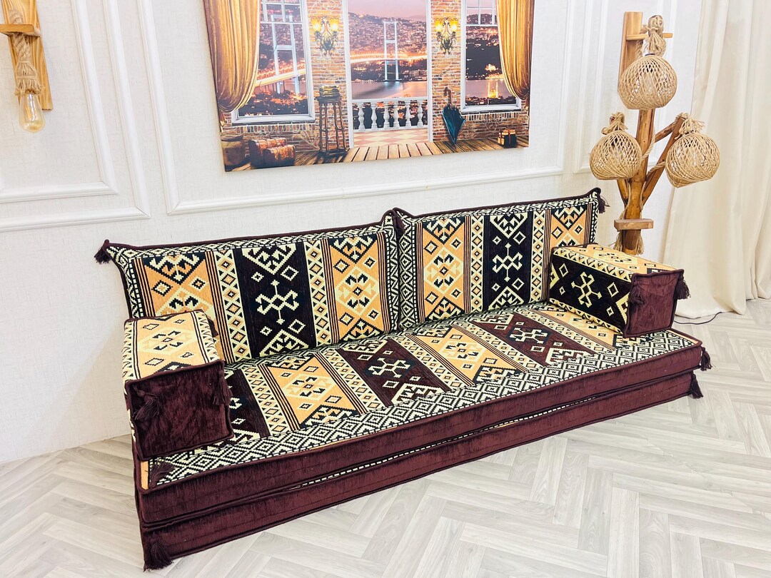 Middle Eastern Modular Floor Couch: Boho Arabic Majlis Seating Set, 8 ...