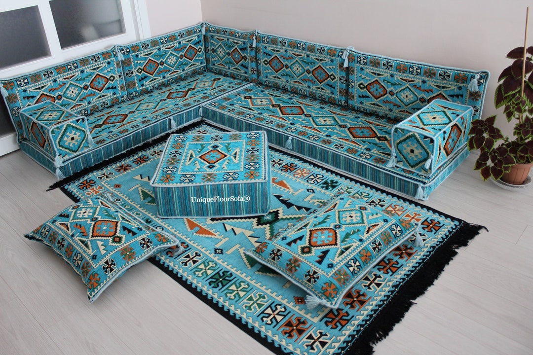 L-shaped Arabic Majlis Floor Sofa Seating Set With Rug - Etsy