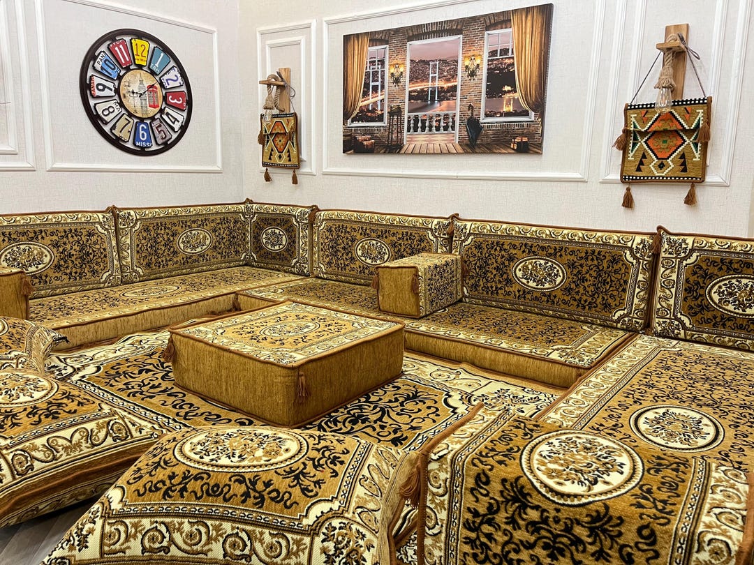 Gold Anatolian U Shaped Desing Arabic Sofa Living Room Floor Seating ...