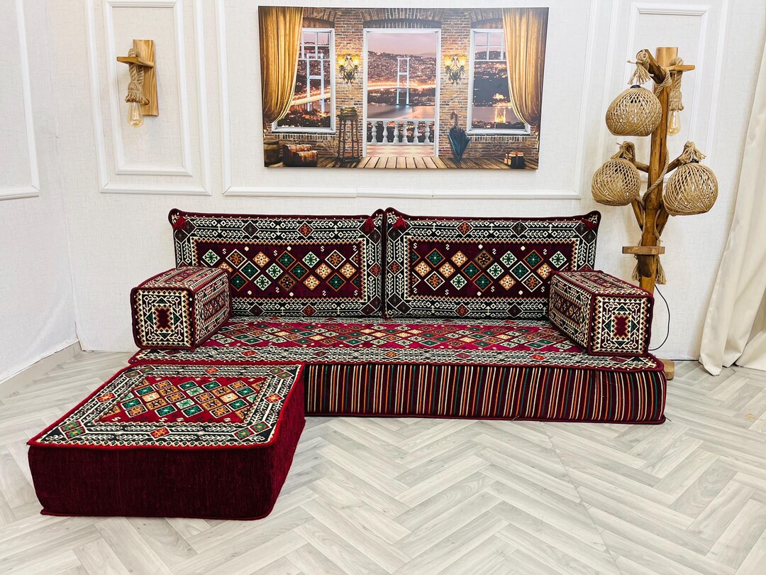 Authentic Arabic Floor Sofa Seating With Ottoman Table: Middle Eastern ...