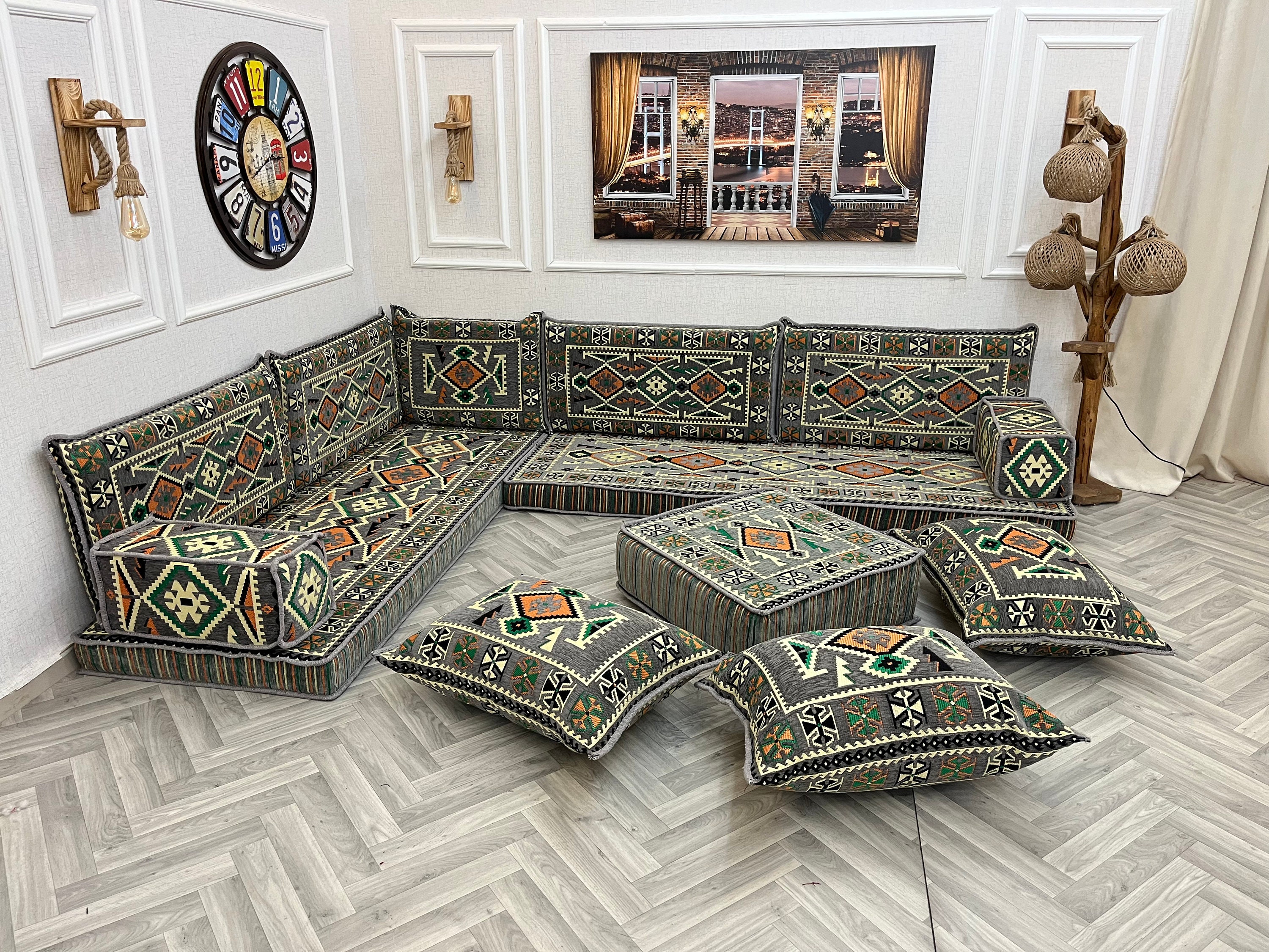 Turkish L Shaped Living Room Floor Sofa Set Living Room Home Decor Ottoman Couch Floor Cushion Couch Arabic Majlis Corner Sofa Set Etsy