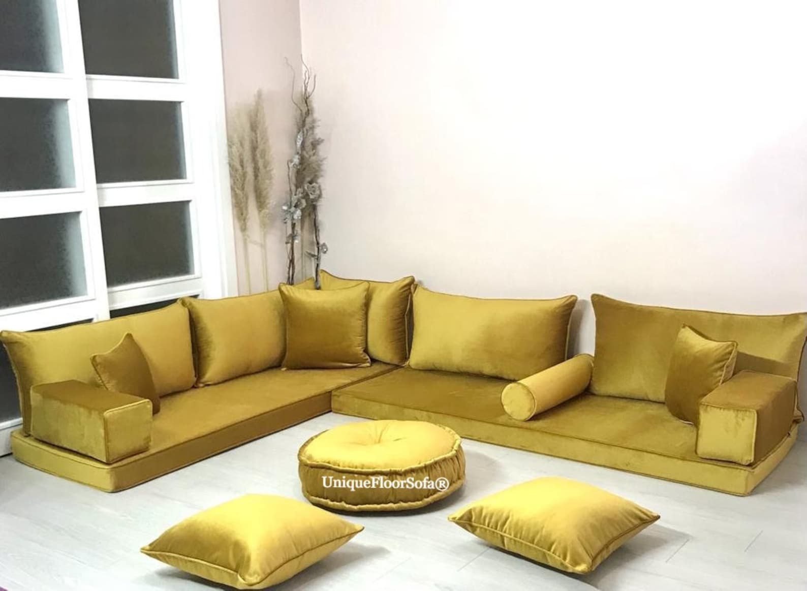 Custom L Shaped Luxury Soft Velvet Floor Cushion Couch Corner - Etsy