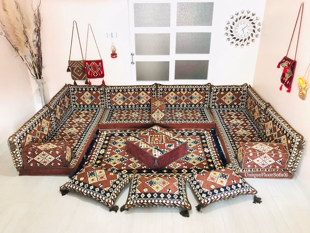 U Shaped Arabic Sofa Set Living Room, Floor Seating Set ,moroccan Floor ...
