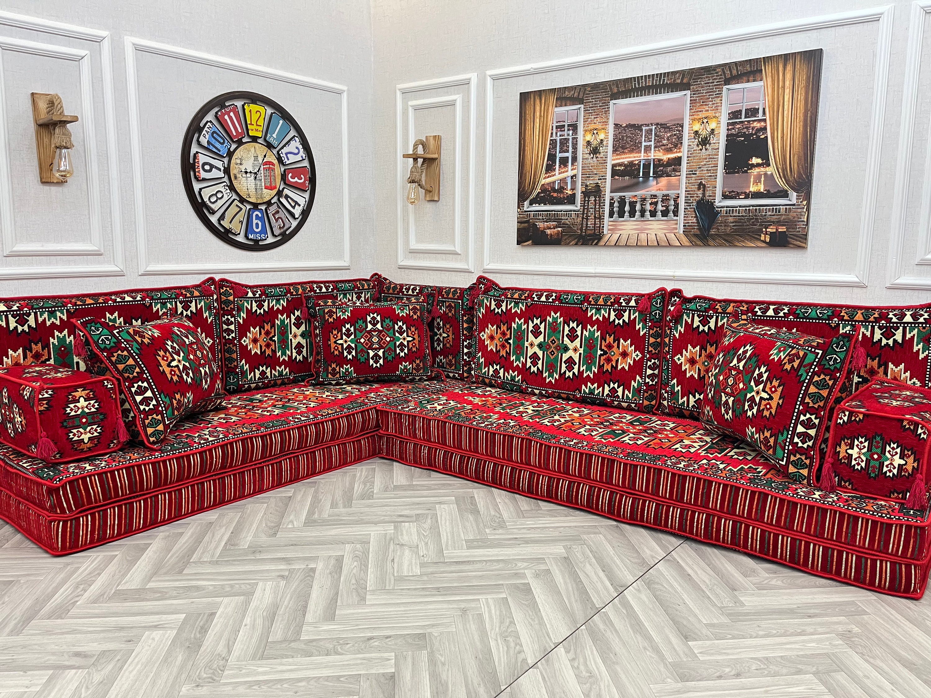 Arabic Majlis Floor Sofa Set: L-shape Modular Ottoman Couch & Rug - Etsy