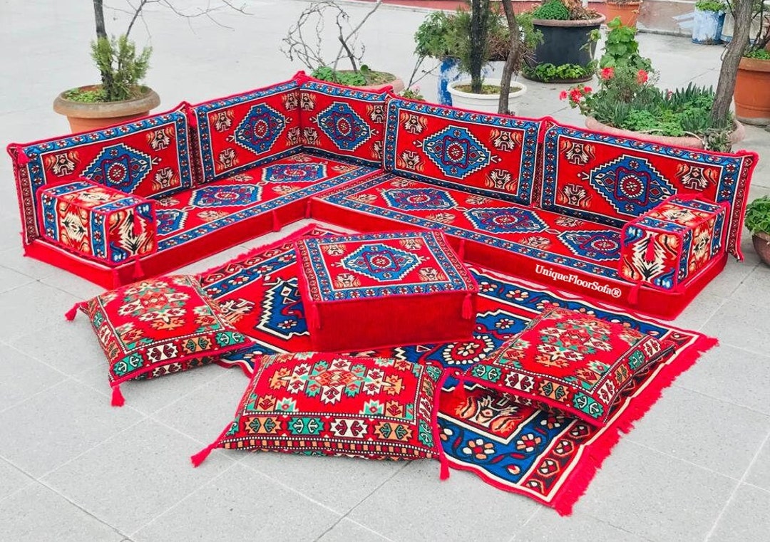 Floor Cushion Couch,l Shape Arabic Floor Seating Couch,moroccan Floor ...