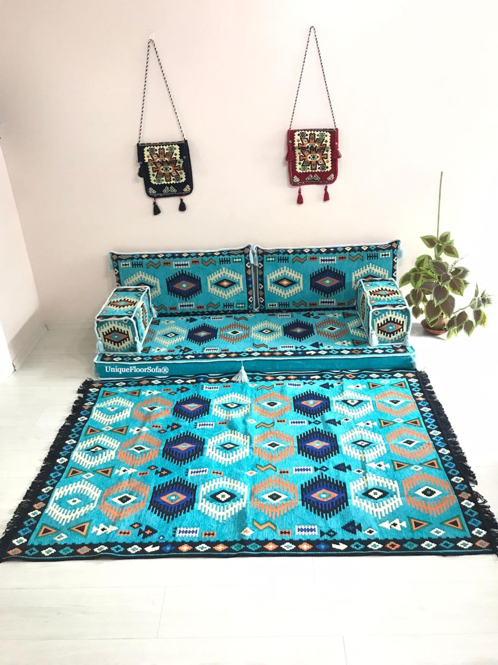 Arabic Floor Seating Set: Sectional Sofa Couch With Ottoman & Rug - Etsy