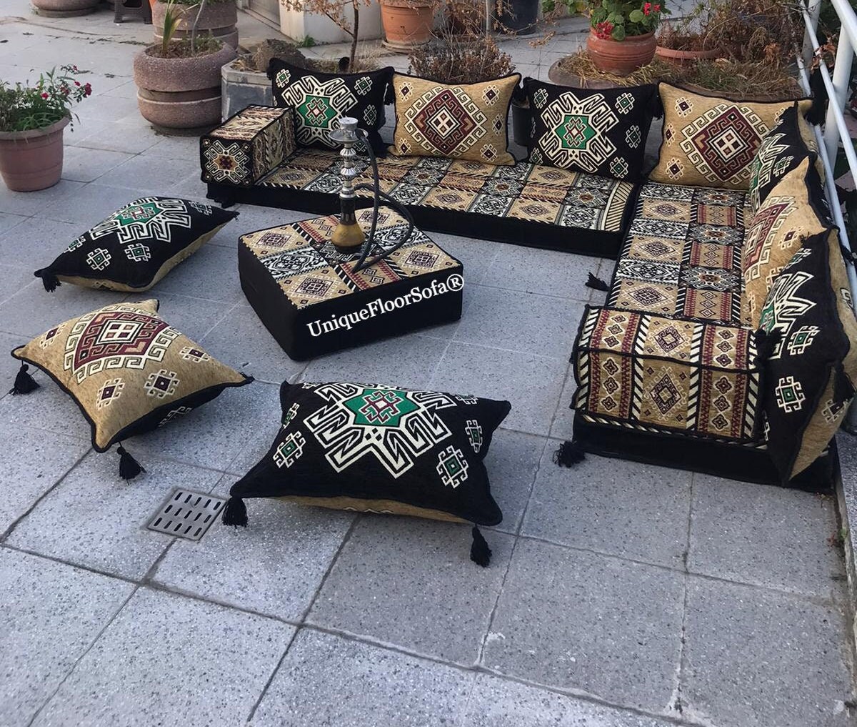 L Shaped Arabic Sofa Floor Pillows Floor Seating Set Arabic - Etsy ...