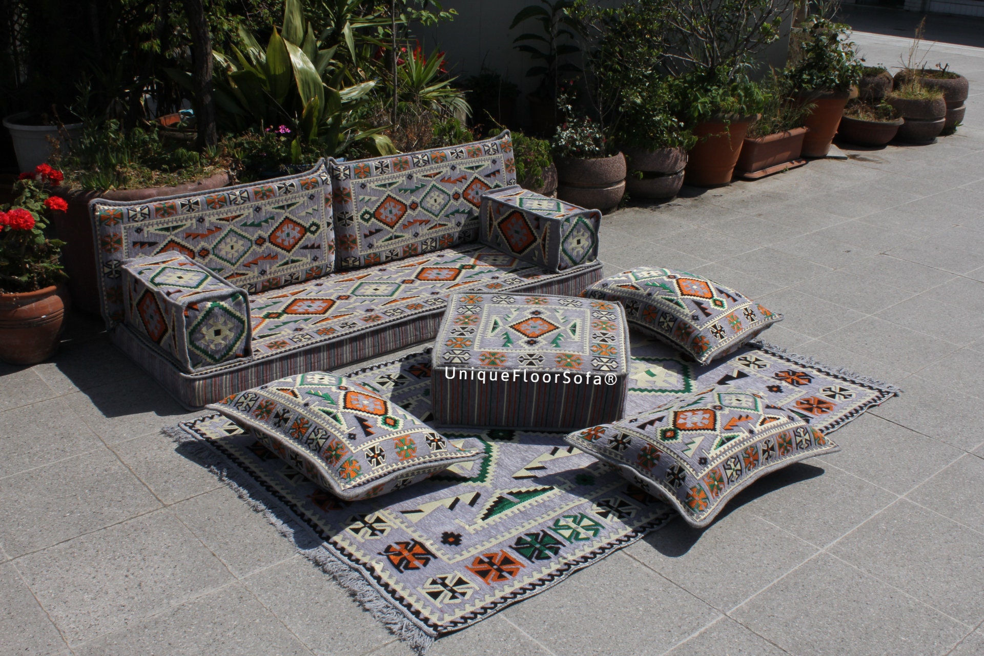 Arabic Floor Sofa Set: Ethnic Boho Cushions, Indoor/outdoor Seating - Etsy