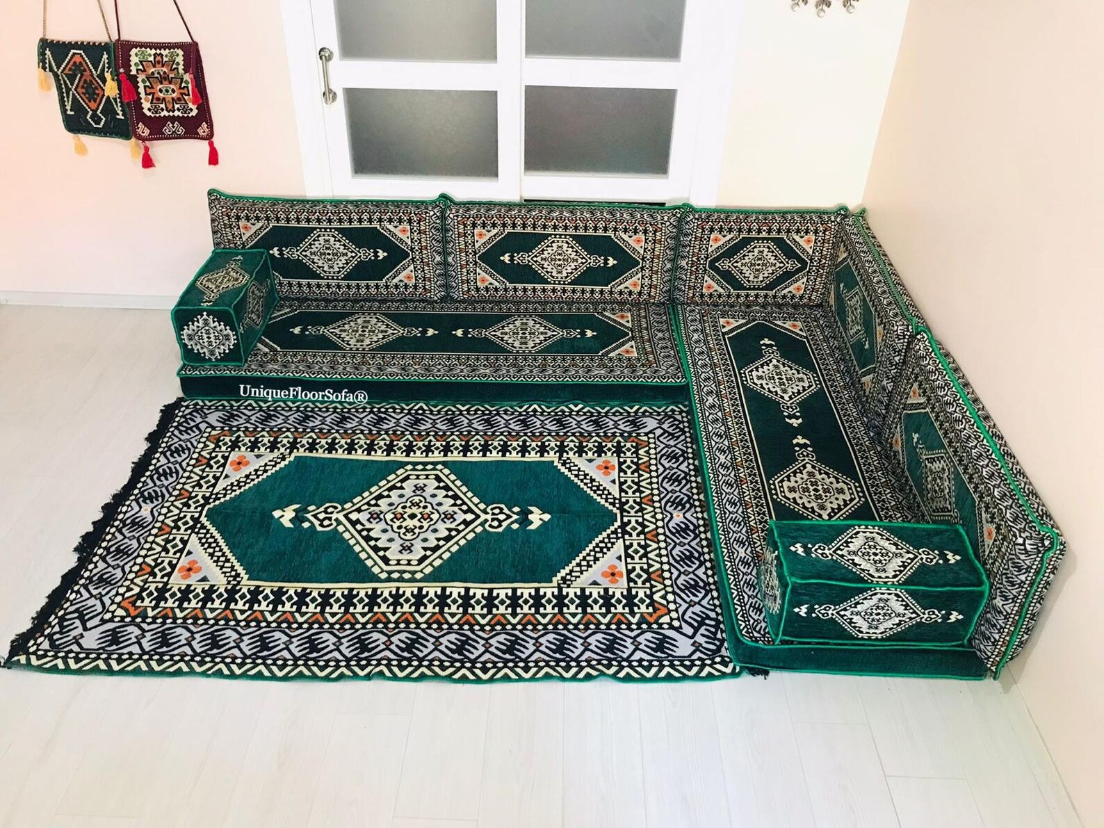 Arabic Sofa Green Ottomans Rug Moroccan Home Decor Floor - Etsy