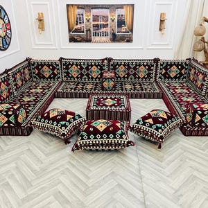 Modular U Shaped Arabic Sofa Living Room Floor Cushion Seating Set ...