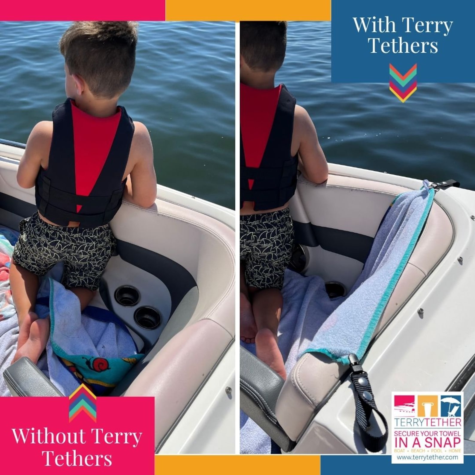 Boat Beach Towel Clips Terry Tether Double Pack 2 Sets of Terry Tethers ...