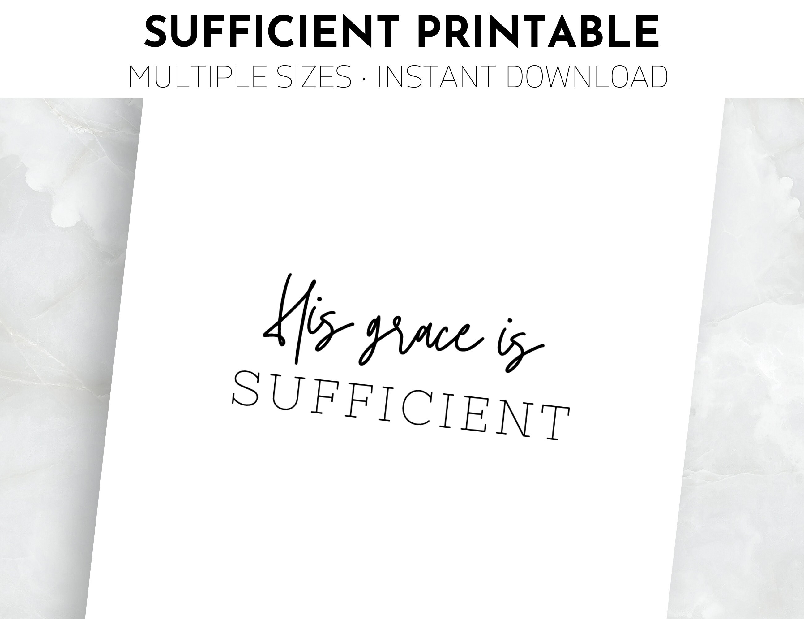 His Grace is Sufficient Instant Printable | Modern Minimal Christian ...