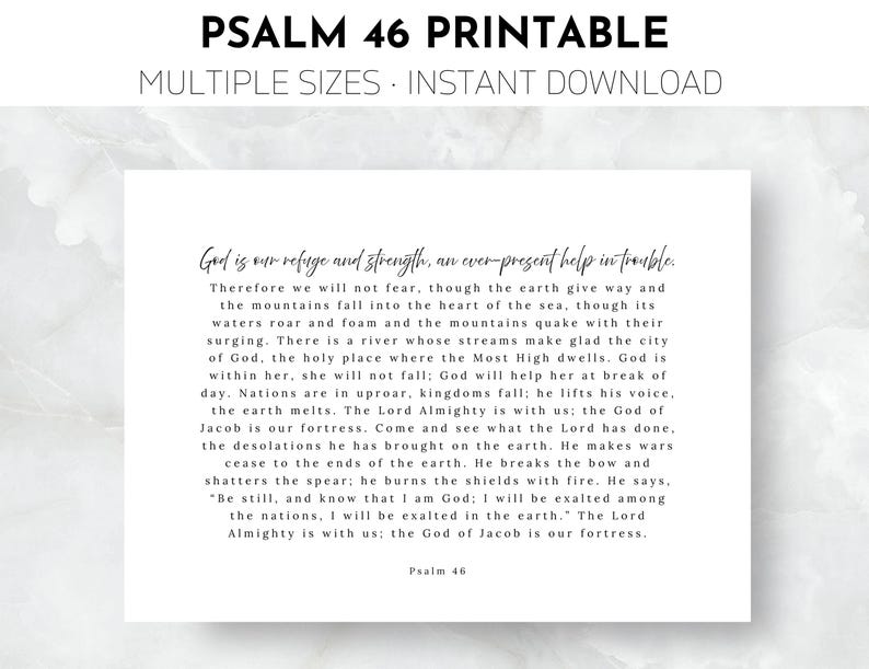 God is Our Refuge and Strength | Psalm 46 Landscape Print: Minimalist ...
