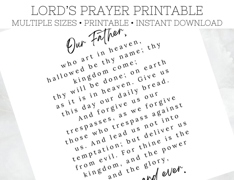 Lord's Prayer Instant Digital Printable | Our Father Amen | Minimal ...