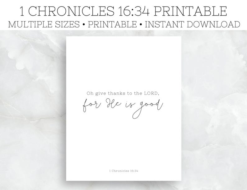 Oh GIVE THANKS to the Lord for He is Good| 1 Chronicles 16:34 | Digital ...