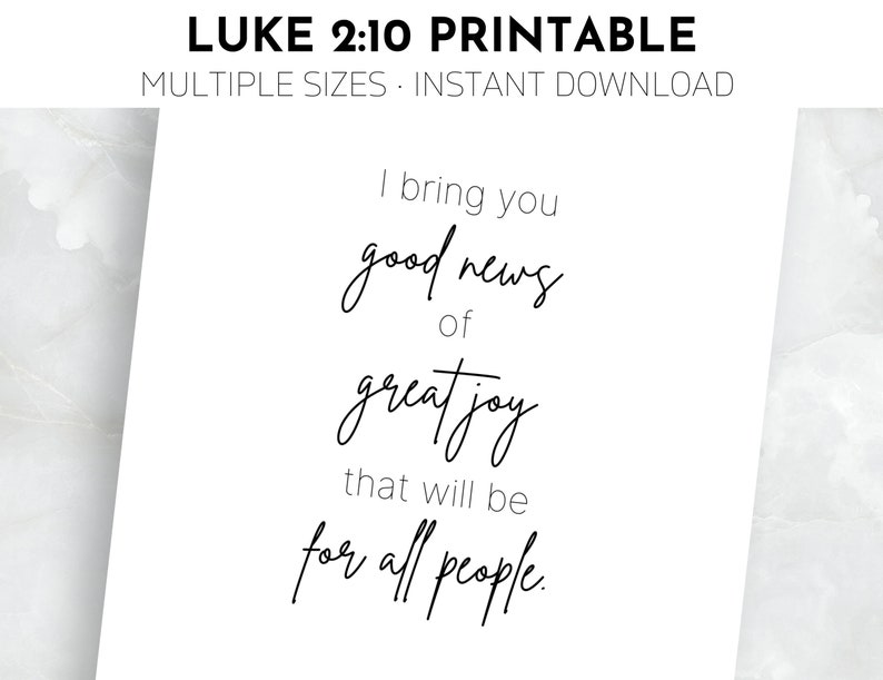 I Bring You Good News of Great Joy Printable Luke 2:10 Verse Christmas ...