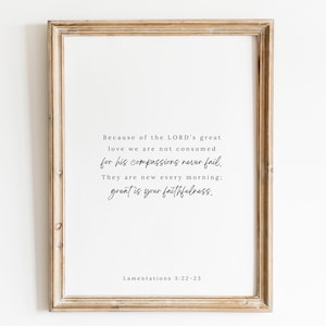 Great is Your Faithfulness Printable | Lamentations 3:22-23 | Instant ...