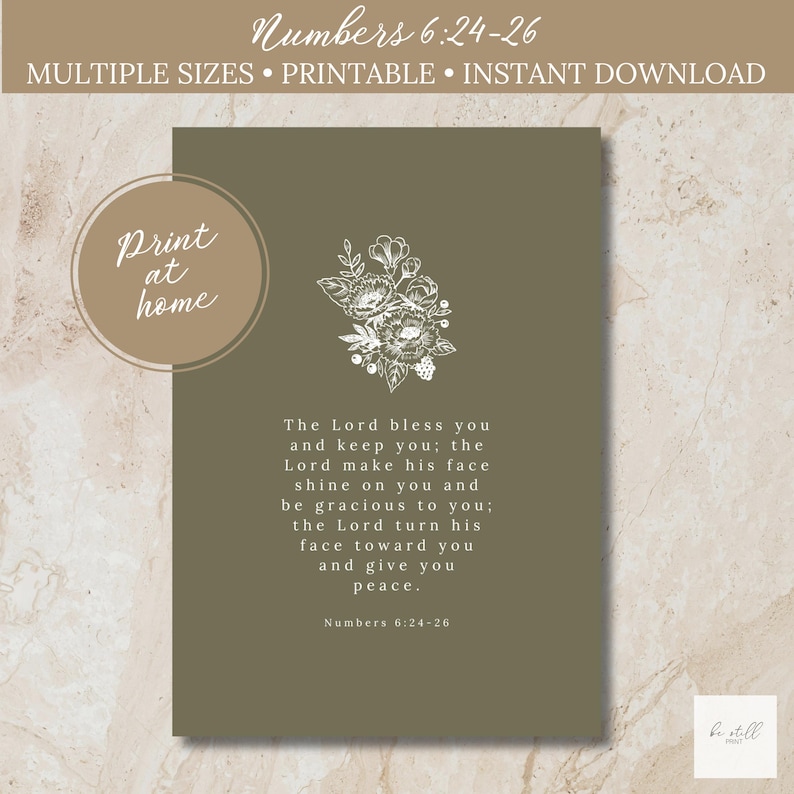 Benediction Printable | the LORD Bless You and Keep You | Numbers 6:24 ...