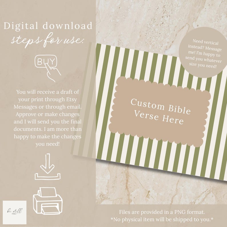 Custom Bible Verse Print | Green Stripe Christian Decor | Personalized ...