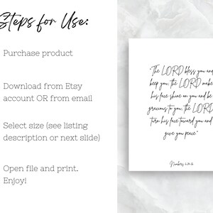 Benediction PRINTABLE | Numbers 6:24-26 Verse | Digital Download ...