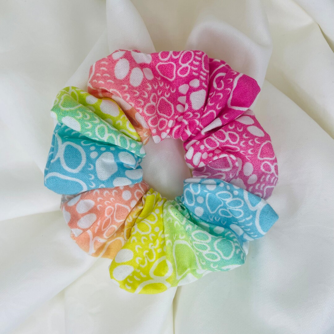 Paw Print Tyedie Scrunchie, Dog Paws Scrunchy, Hair Accessories, Gift ...