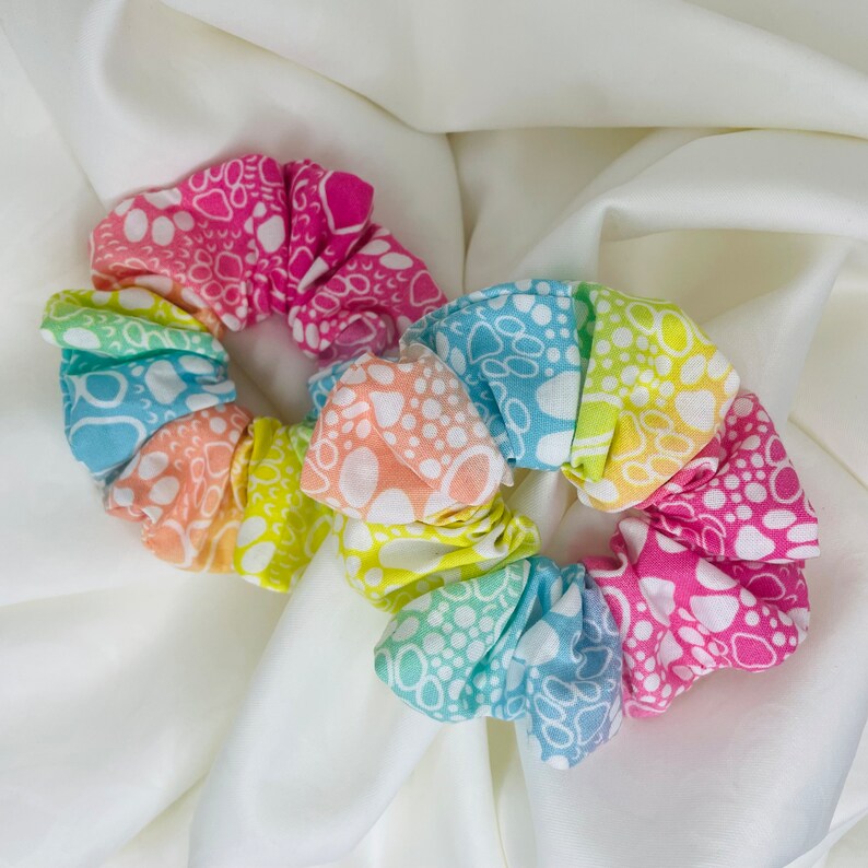 Paw Print Tyedie Scrunchie, Dog Paws Scrunchy, Hair Accessories, Gift ...