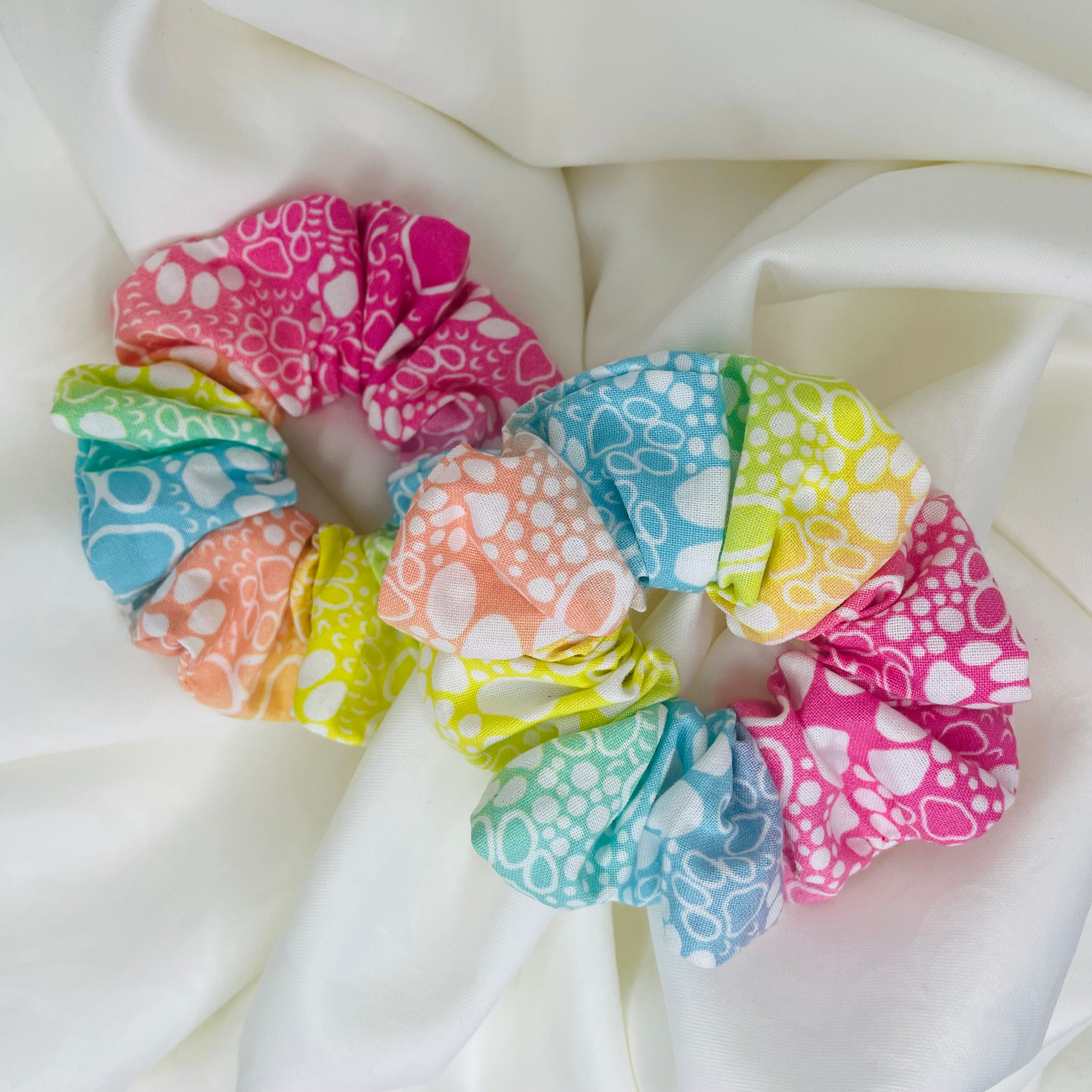Paw Print Tyedie Scrunchie, Dog Paws Scrunchy, Hair Accessories, Gift ...