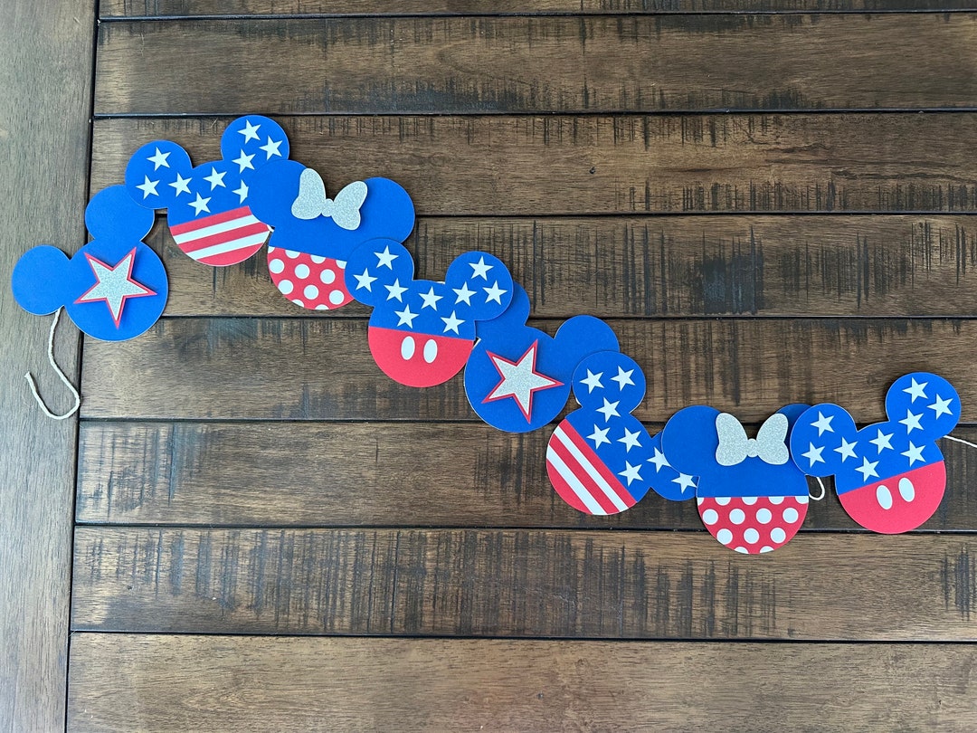 Patriotic Paper Banner - Disney Inspired Banner - Mickey Stars and ...