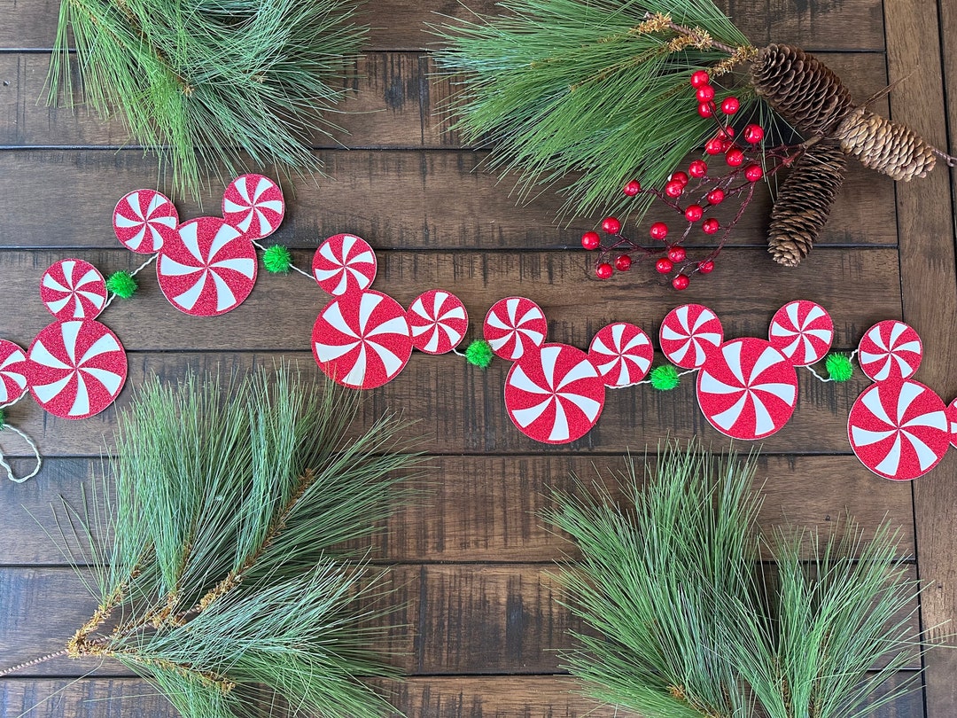 Christmas Paper Banner - Disney Inspired Banner - Mickey Peppermint ...