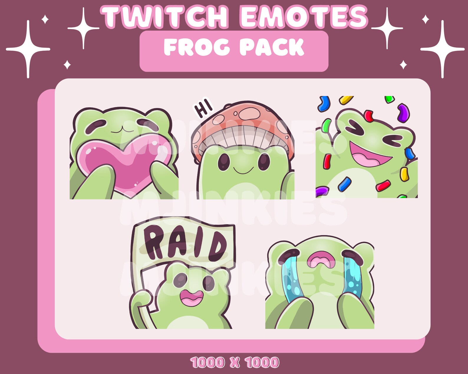 Twitch + Discord Emotes Pack of FIVE | Cute Frog Mushroom Cottagecore ...