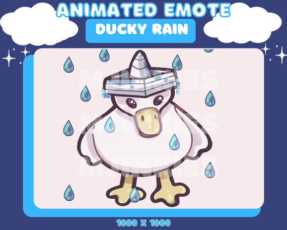 Animated Duck Rain Emote Cute Duck in Rain With Paper Hat - Etsy