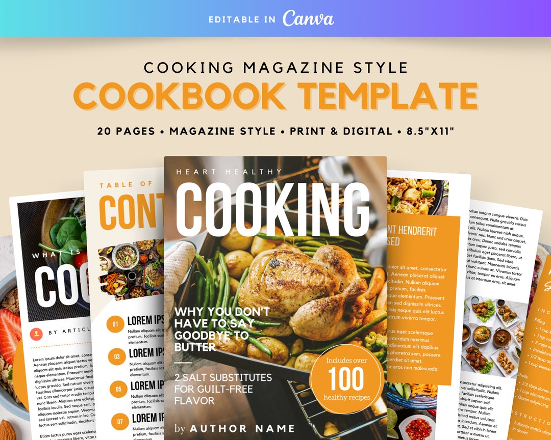Cookbook Canva Design Template | Food Magazine-style Cookbook Template ...