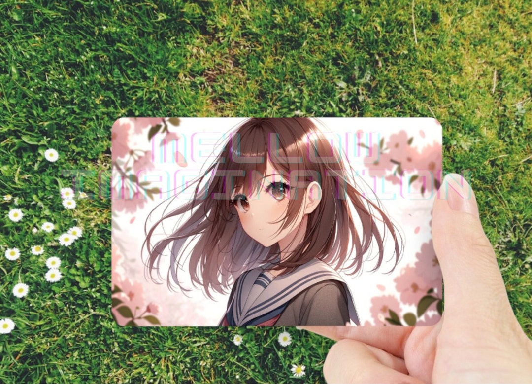 Cherry Anime Girl Credit Card Skin Waterproof Card Sticker Debit Card ...