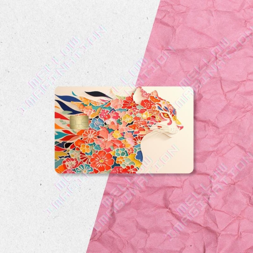 3D Flower Leopard Papercut Style Skin Card Card Sticker Debit Card Skin ...