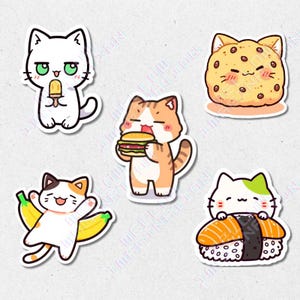 Cute Food Cats Die-cut Sticker | Waterproof Sticker | Laptop Sticker ...
