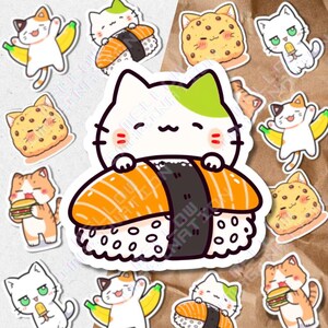 Cute Food Cats Die-cut Sticker | Waterproof Sticker | Laptop Sticker ...