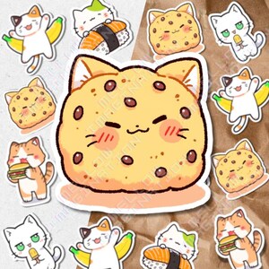 Cute Food Cats Die-cut Sticker | Waterproof Sticker | Laptop Sticker ...