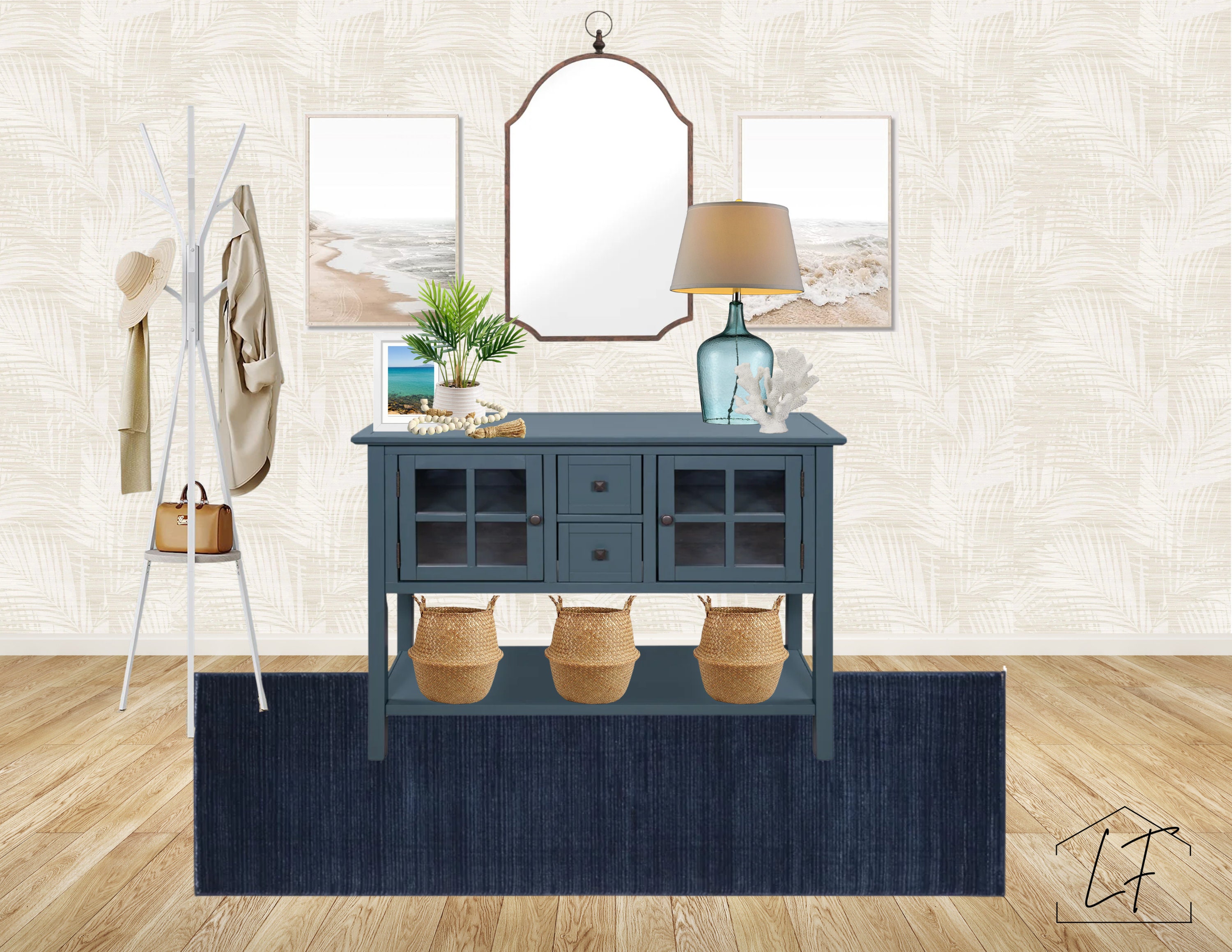 Coastal Entryway Mood Board | Coastal | Beach | Airbnb | Guest Room ...