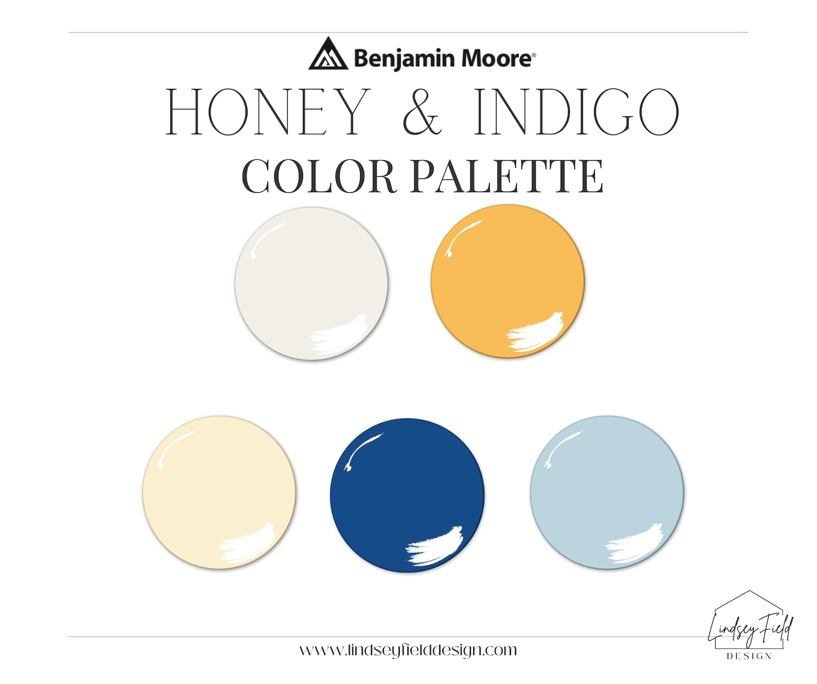 Indigo and Honeycomb Color Palette | Benjamin Moore | E-design - Etsy