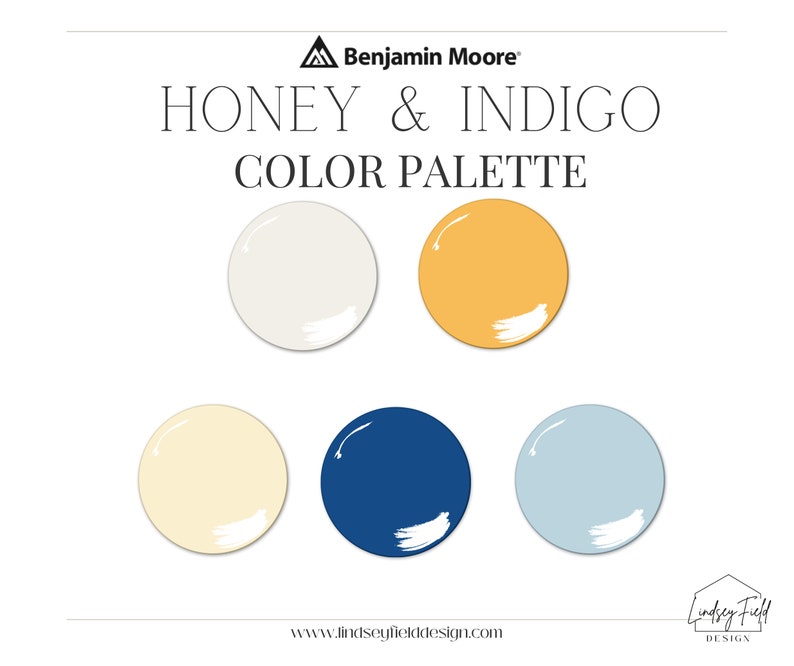 Indigo and Honeycomb Color Palette | Benjamin Moore | E-design - Etsy