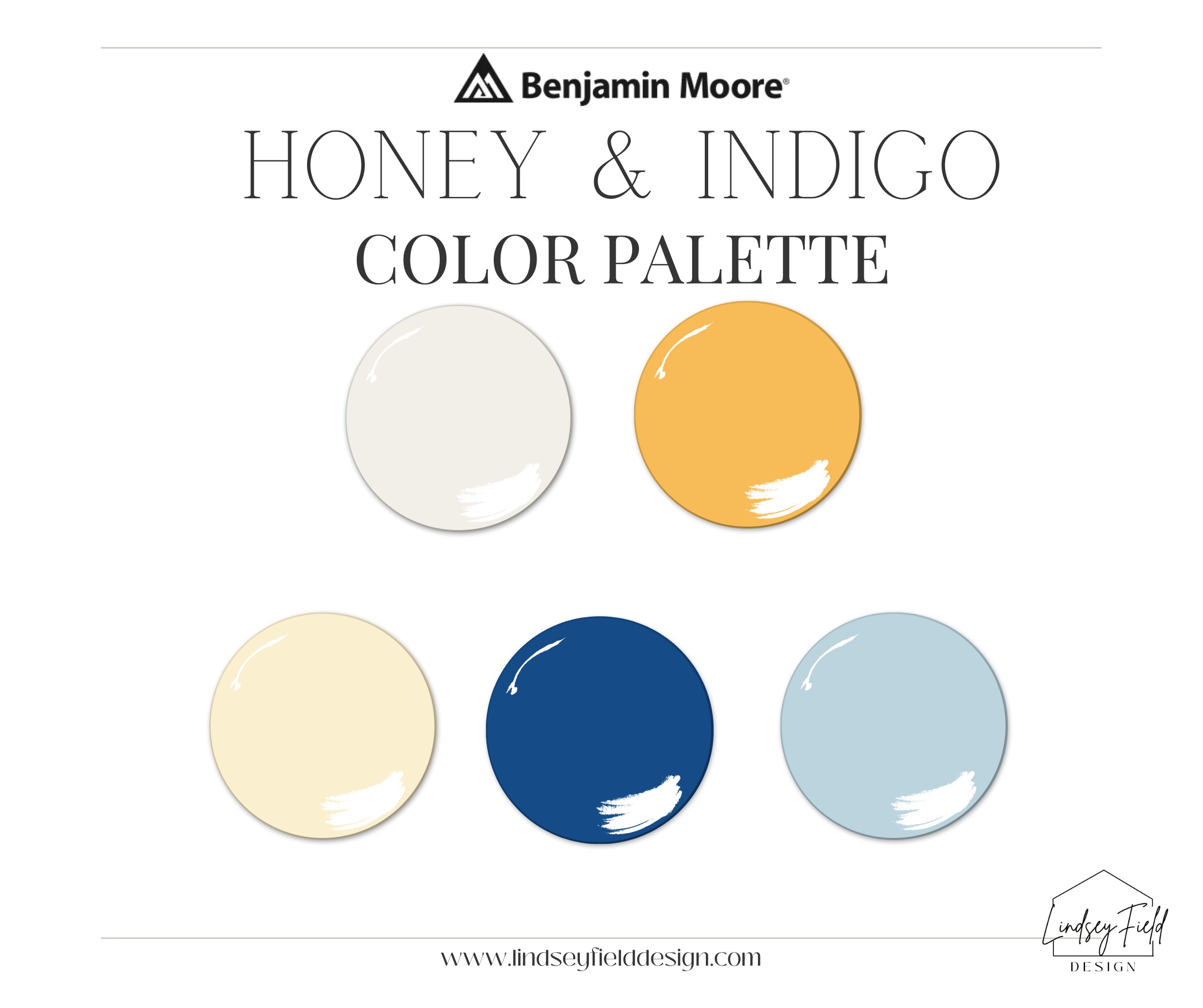 Indigo and Honeycomb Color Palette | Benjamin Moore | E-design - Etsy