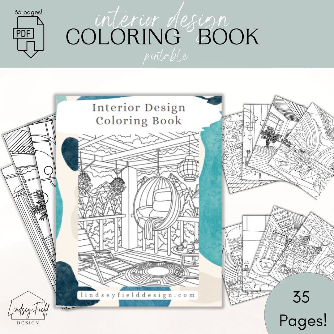 Interior Design Coloring Pages for Adults | Adult Coloring Book | Home ...