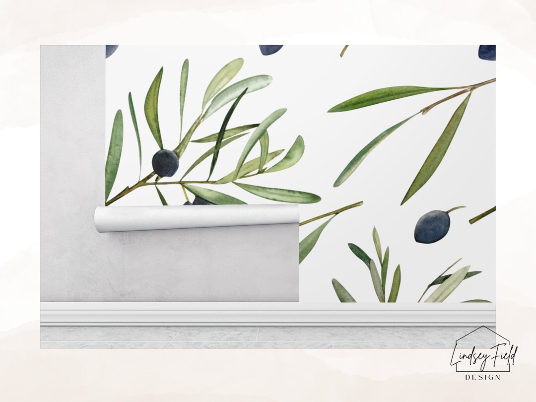 Olive Branch Peel and Stick Wallpaper Botanical Wallpaper Removeable ...
