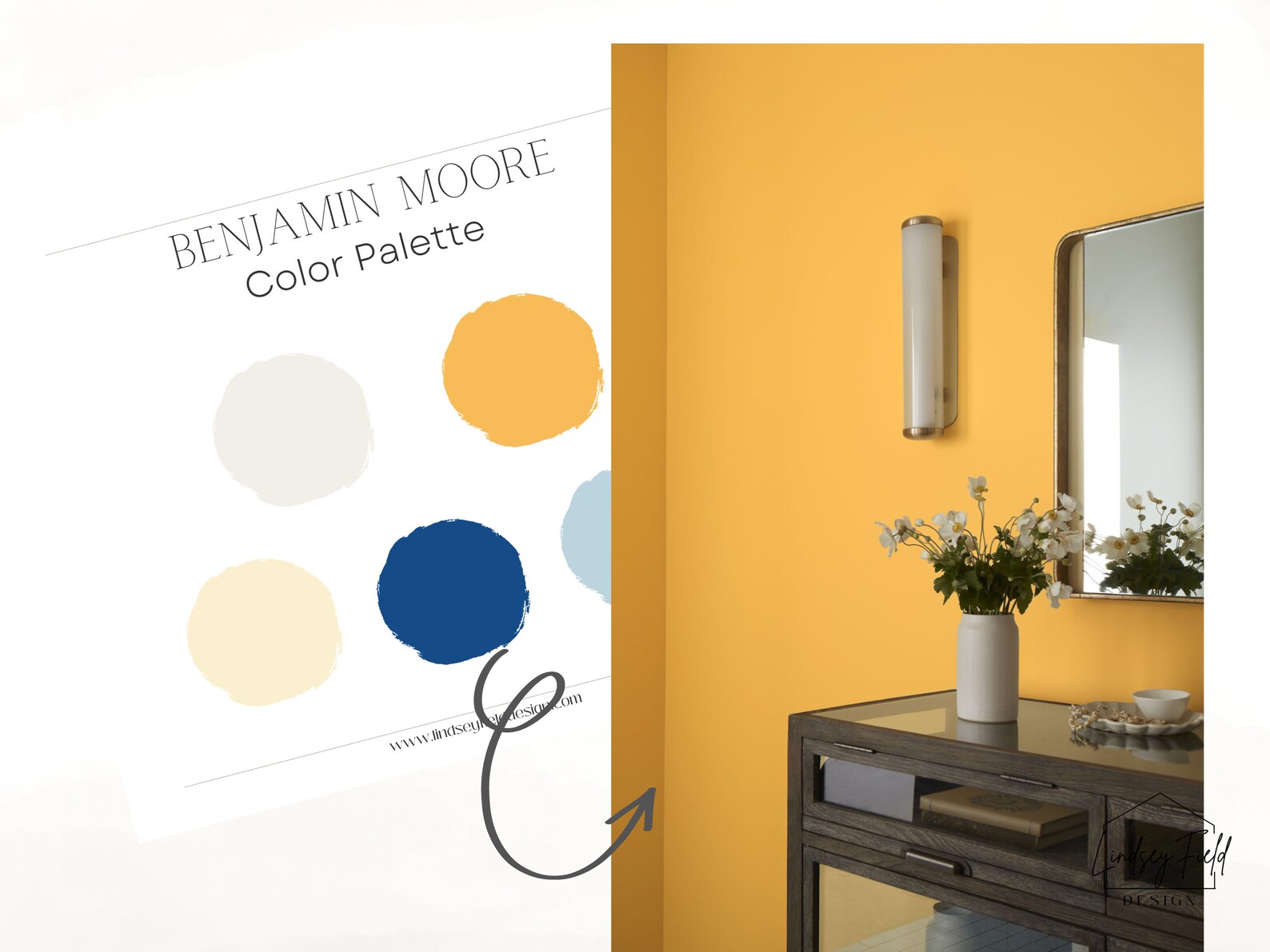 Indigo and Honeycomb Color Palette | Benjamin Moore | E-design - Etsy