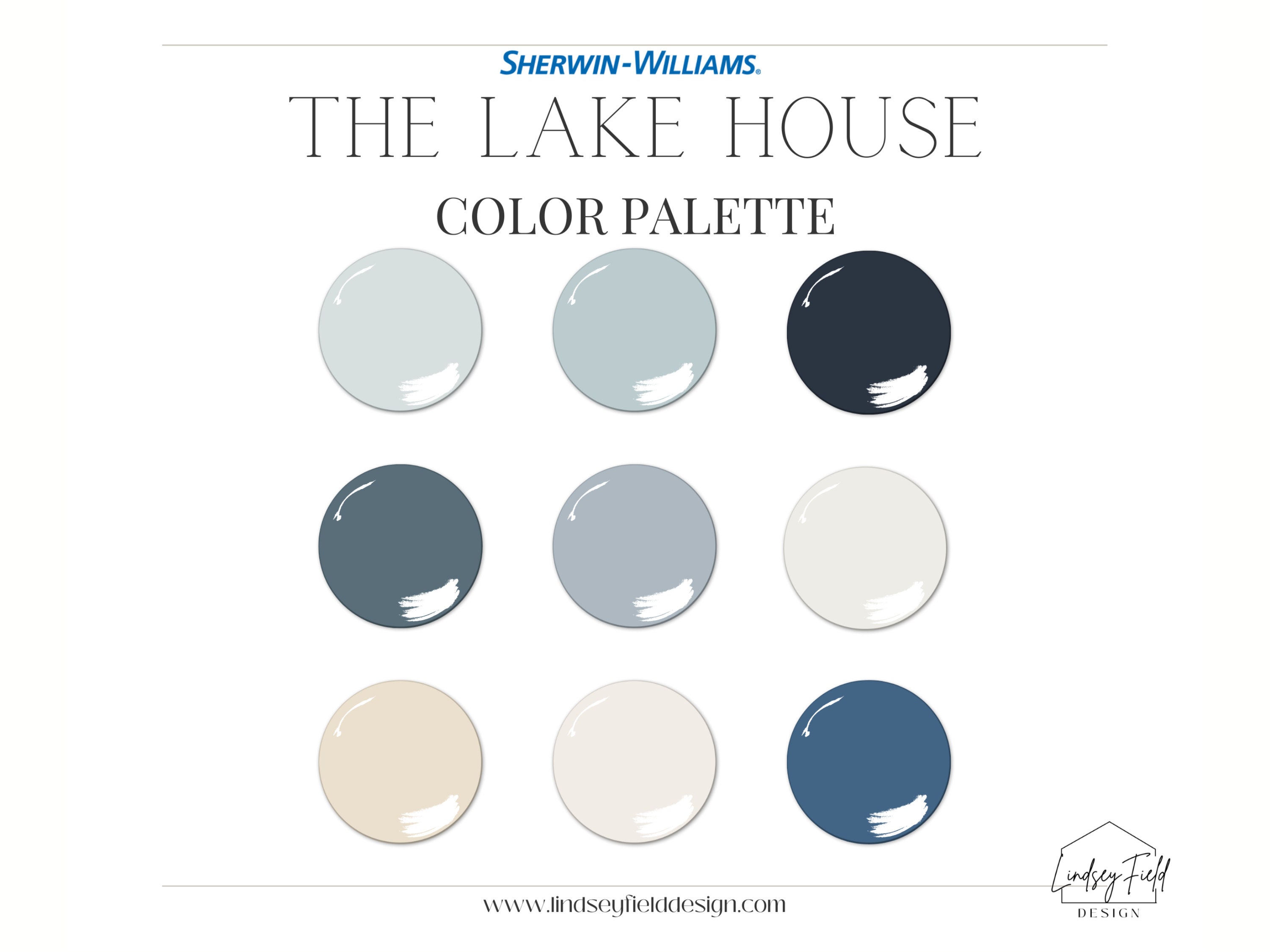 Sherwin Williams Lake House Paint Palette | Coastal Paint Palette ...