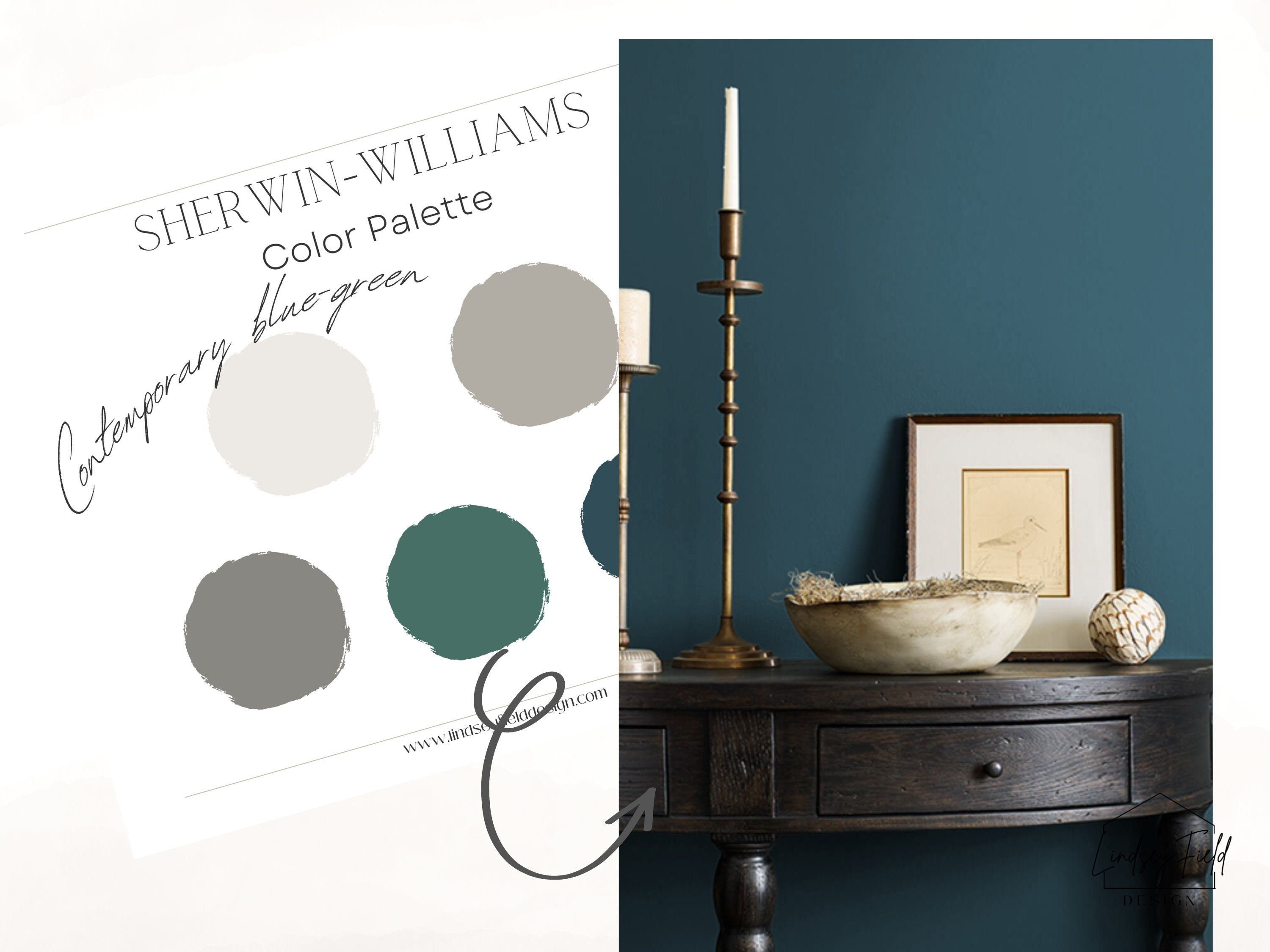 Bold Blue Green Paint Color Palette | Sherwin Williams - Etsy