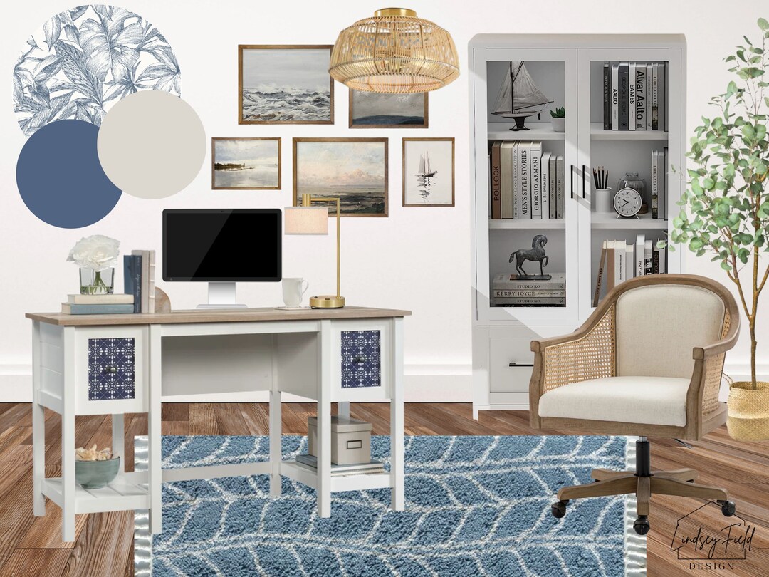 Coastal Cottage Home Office Mood Board | Beach Office | Lakehouse ...