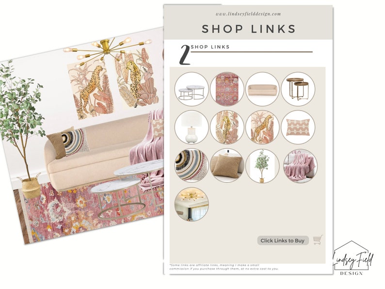 Pink Earth Tone Living Room Mood Board | Boho | Glam | Airbnb | Virtual ...